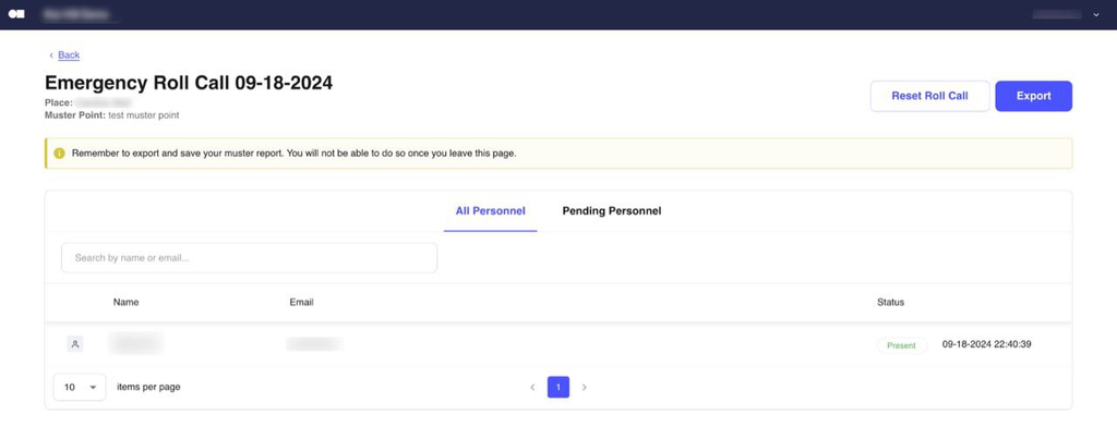 Activate emergency roll call | Kisi Product Documentation